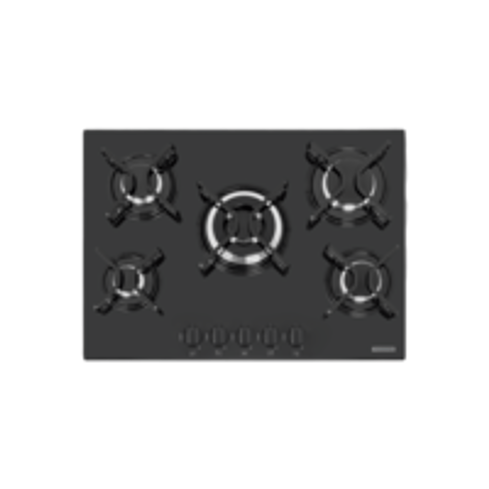 Cooktop a gas Tramontina de vidrio templado negro y rejillas de acero ...